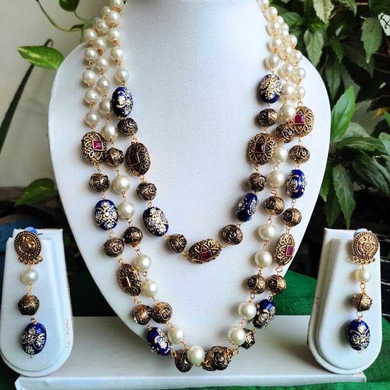 Beautiful Moti 3 Layered Mala (Purple) Set @ 462/- With Free Shipping ...